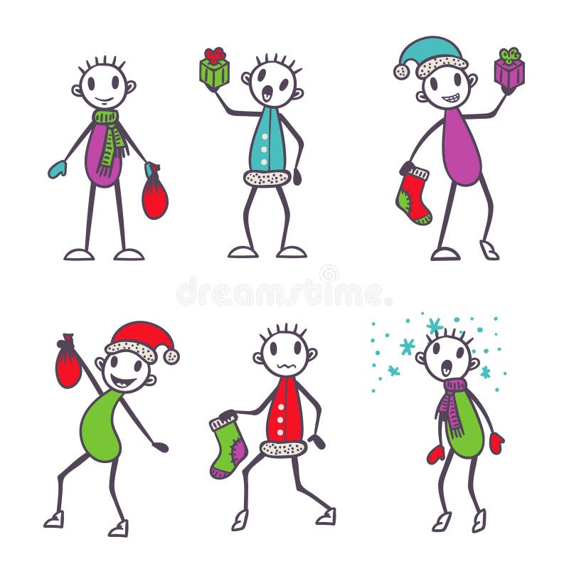 Stick Figures Cartoon Vector Set Stock Vector - Illustration of family ...