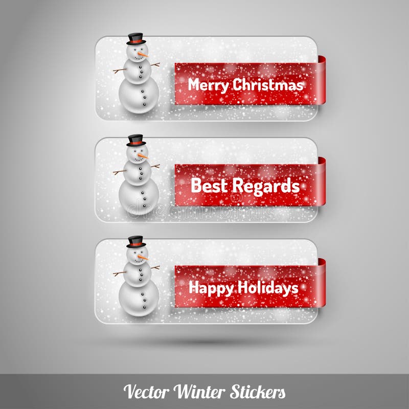 Winter Stickers with Snowman. Vector Design Elements Stock Vector ...