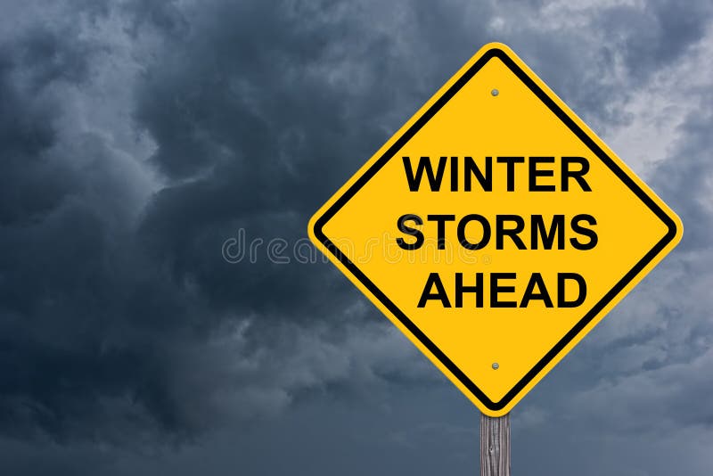 Winter Storm Ahead Warning Sign Stock Image - Image of warning, caution ...
