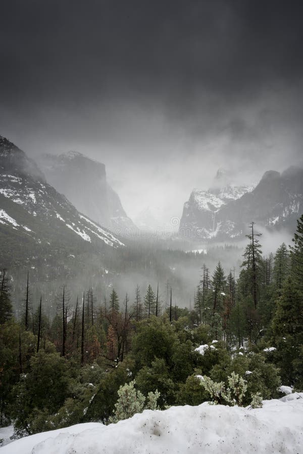 Winter Storm Clearing Yosemite Valley Stock Image - Image of river ...