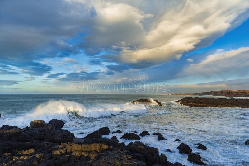 Winter Storm Off the Coast of Iceland. Stock Image - Image of black ...