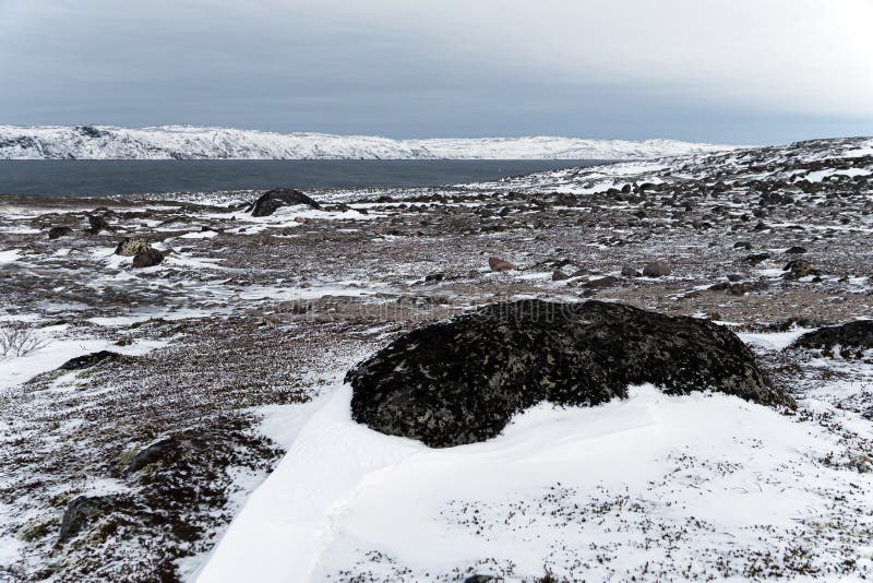 Winter Storm in a Sunny Day in the Sea. Blue Winter Sea. Arctic Ocean ...