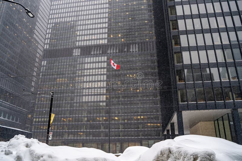 Winter Storm View of Downtown Toronto. Snow-covered Cityscape Stock ...