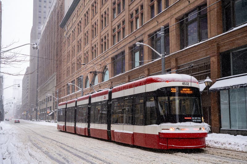 Winter Storm View of Downtown Toronto. Snow-covered Cityscape Stock ...