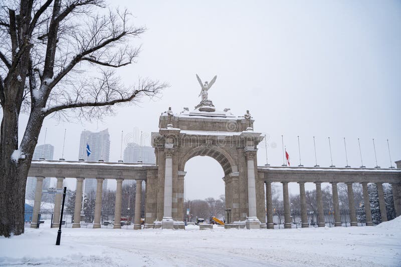 Winter Storm View of Princes Gates in Toronto. Editorial Photography ...