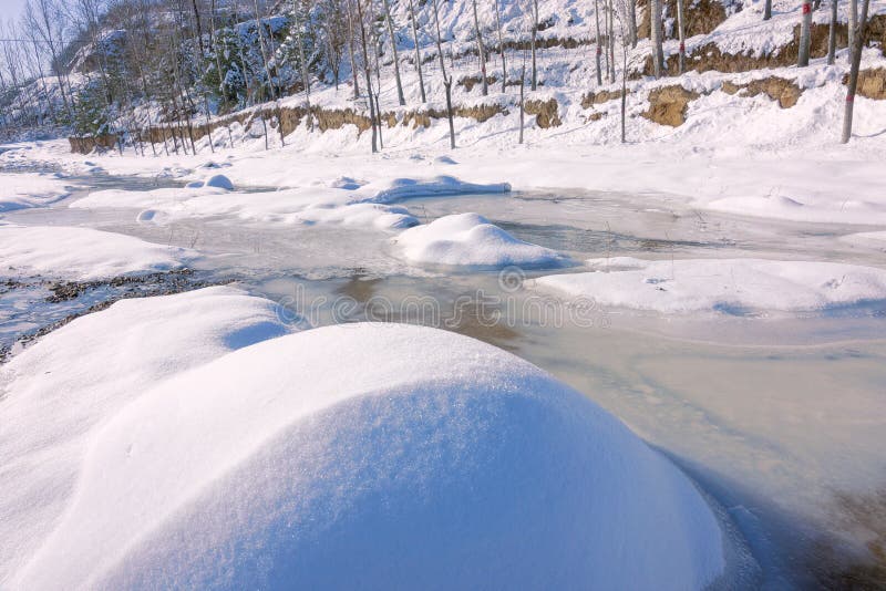 Winter stream stock image. Image of scenery, river, water - 212245601