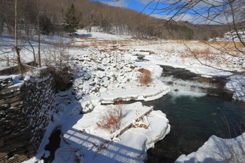 Winter Stream and Meadow stock photo. Image of stone - 13353346