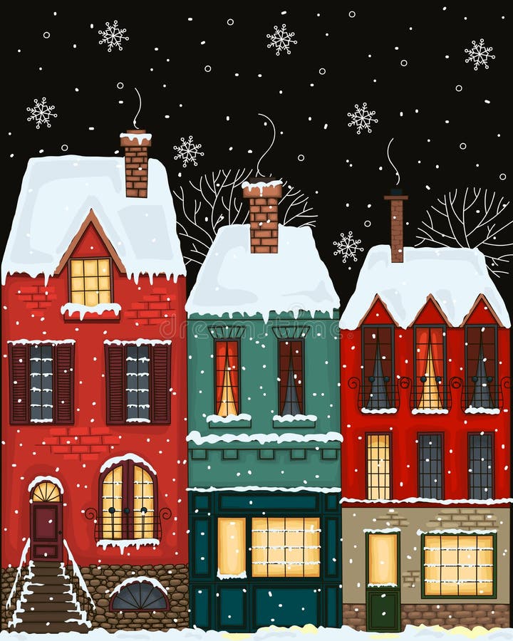 Winter Town. Coloring Book. Stock Vector - Illustration of layout ...