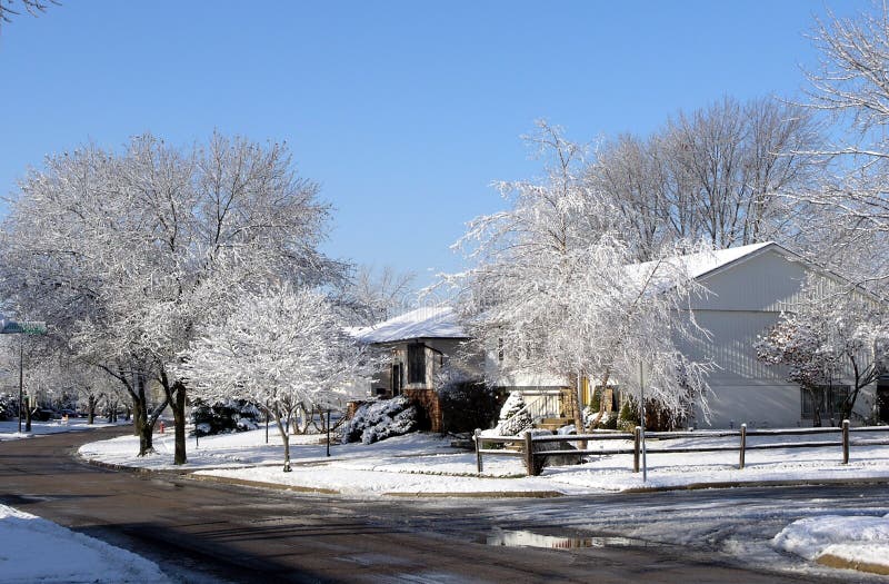 Winter Street Scene stock image. Image of neighborhood, snow - 70269