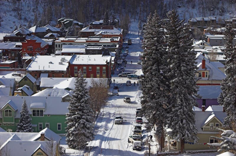 Winter Street Scene in Small Town Stock Image - Image of destination ...