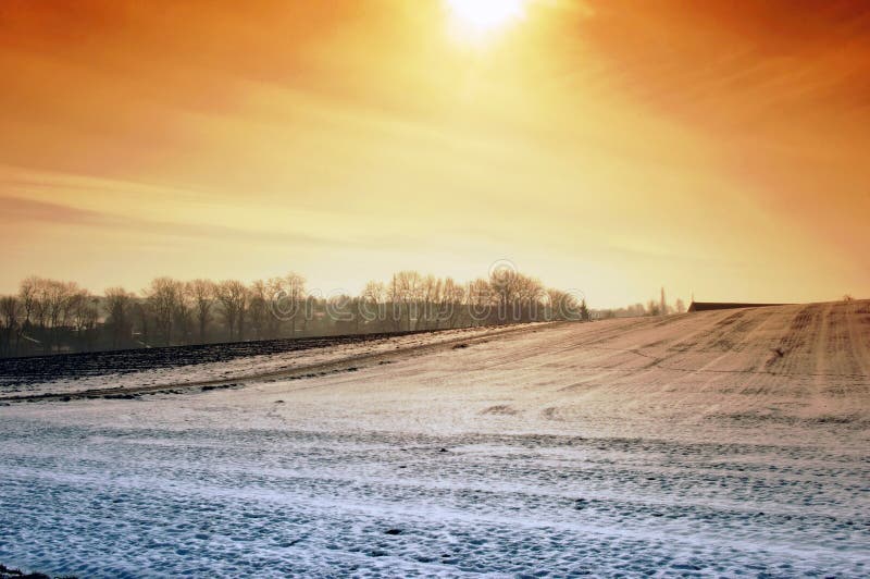 Winter sun stock photo. Image of clouds, field, season - 12844890
