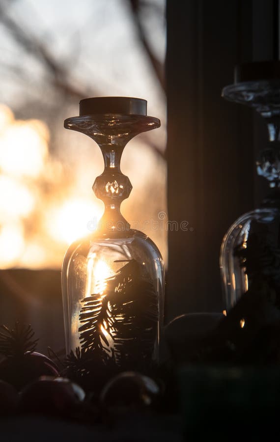 Winter Sun at the Christal Glass Stock Photo - Image of drink, white ...