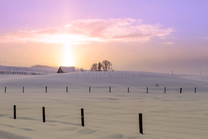 Winter Sun Dog Sunrise stock photo. Image of barn, sunlight - 37760538