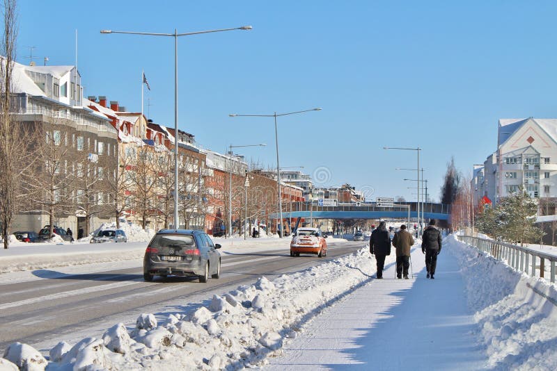 Winter sun over LuleÃ¥ editorial photography. Image of winter - 68201367