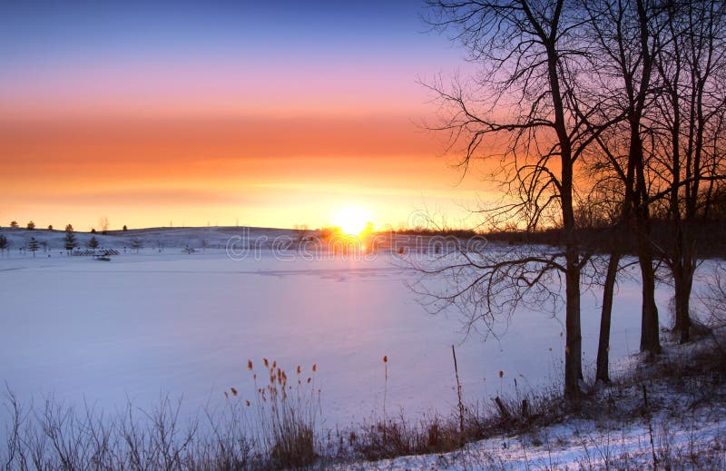 Winter Sun Set stock image. Image of sunset, landscape - 7925389