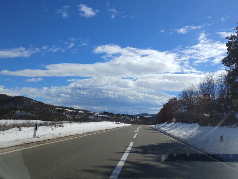Winter Sunny Day on Clear Road Stock Photo - Image of winter, road ...