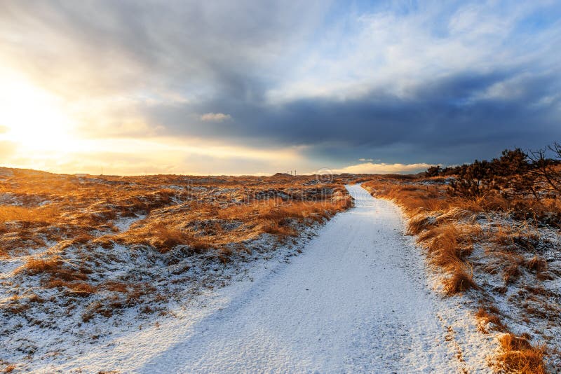 Winter Sunrise Near Hvide Sande Stock Image - Image of cold, winter ...