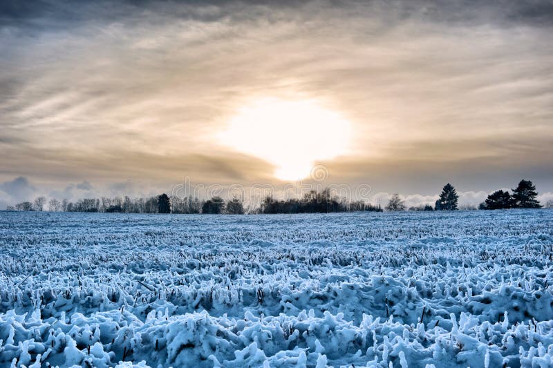 Sunset Over Winter Forest Lake Stock Photo - Image of landscape, north ...