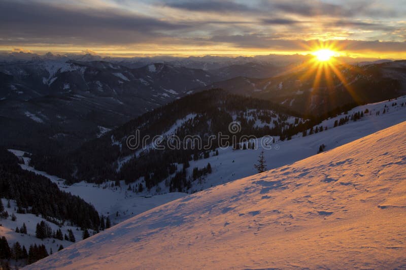 Winter sunset stock image. Image of beauty, nature, trees - 22176519