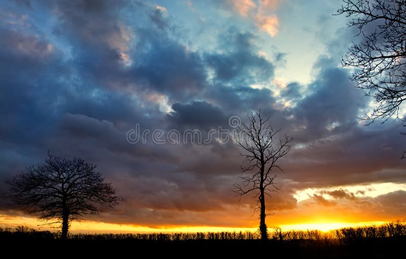 Winter Sunset stock photo. Image of cloudy, countryside - 23051694
