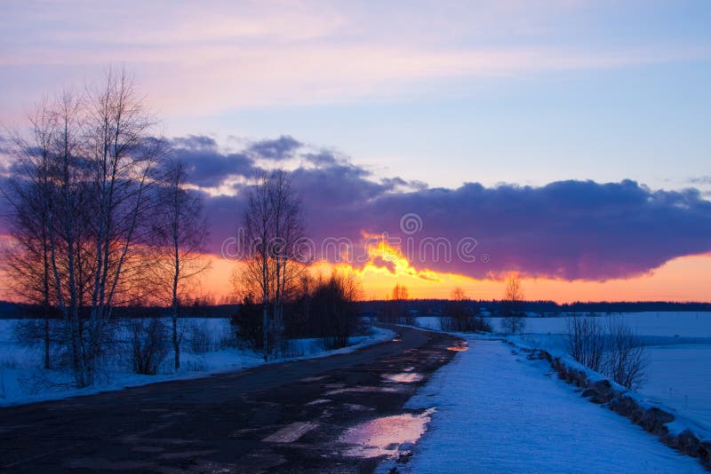 Winter sunset stock photo. Image of climate, evening - 27920748