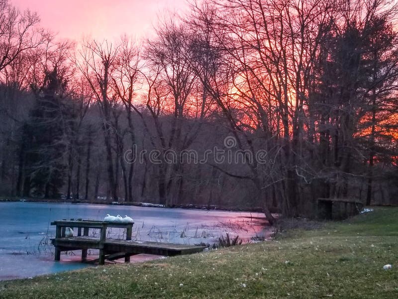 Winter Sunset in the Appalachian Mountains Stock Image - Image of ...