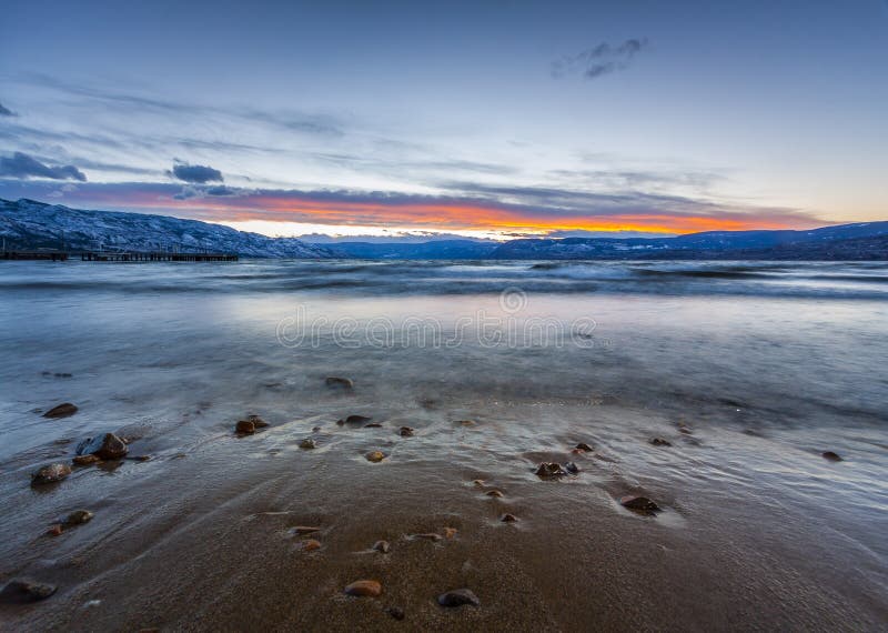 Winter Sunset at Lake Shore Stock Image - Image of shore, dusk: 63858005