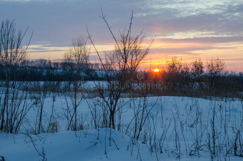 Sunset in winter stock image. Image of river, outbackn - 145740245