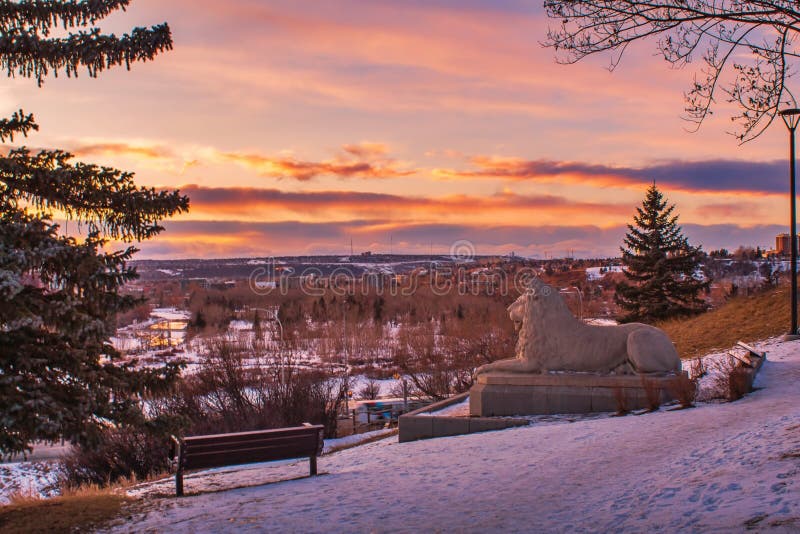 Winter Sunset Sky Over Downtown Calgary Stock Image - Image of natural ...