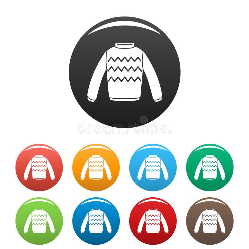Winter Sweater Icons Set Color Stock Vector - Illustration of american ...