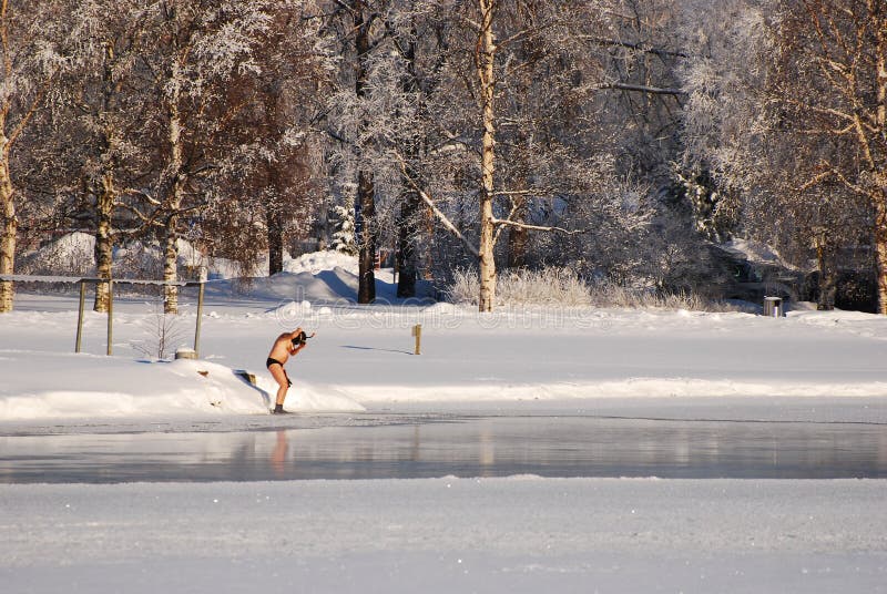 Swimmer: Too Cold To Go Swiming Stock Photo - Image of freezing ...