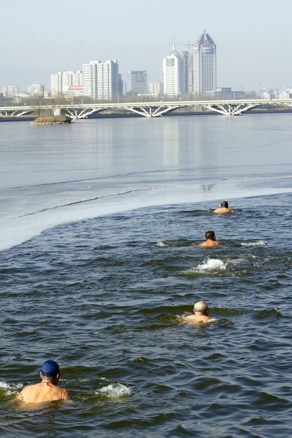 Winter Swimming editorial stock photo. Image of china - 17661448