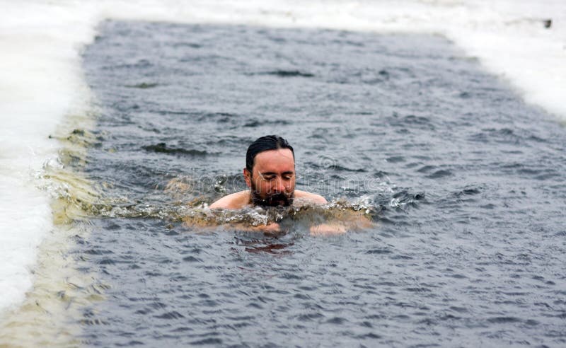 Winter swimming stock image. Image of aquatic, russia - 4163017