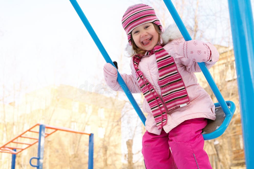 Winter swings for children stock photo. Image of ride - 22496338