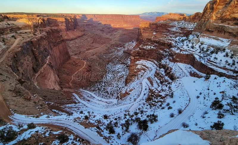Winter Switchback Down into the Canyon Stock Image - Image of mountain ...