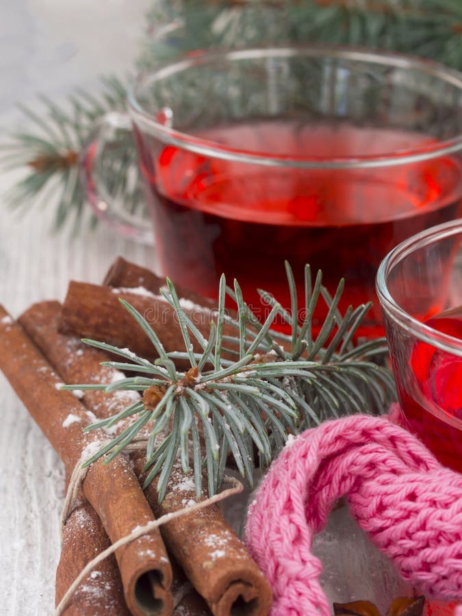 Winter tea with decoration stock image. Image of aromatic - 34822247