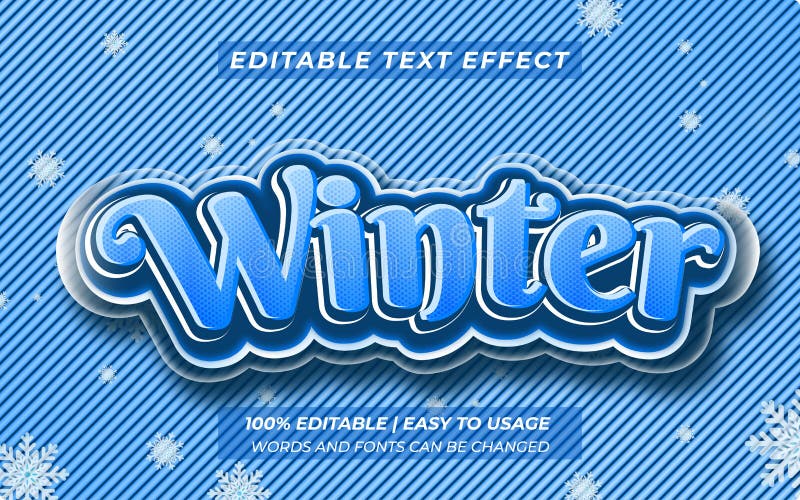 Winter Text Effect in Modern 3d Style Stock Vector - Illustration of ...