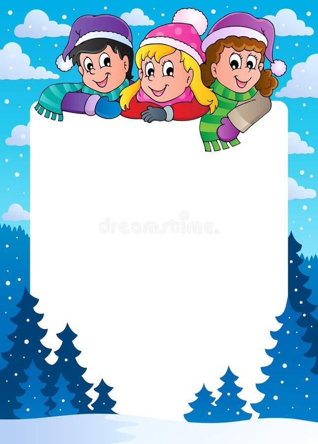 Winter theme frame 1 stock vector. Illustration of girl - 27655091