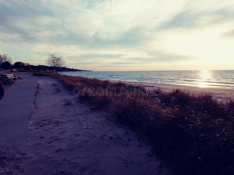 A Winter Time Beach Walk at Silver Beach Stock Image - Image of walk ...
