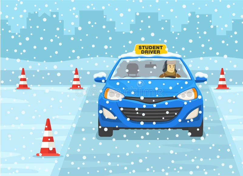 Winter Time Car Drive Practicing. Driving Practice on the Test Routes ...