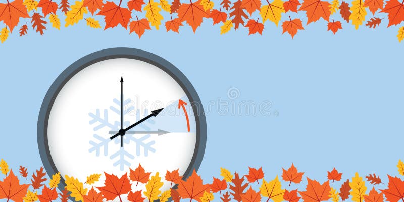 Winter Time Concept Fall Back Clock Stock Illustration - Illustration ...