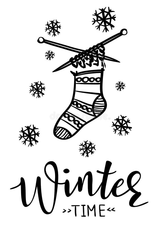 `Winter Time` Vector Poster Template with Knitted Sock Stock Vector ...