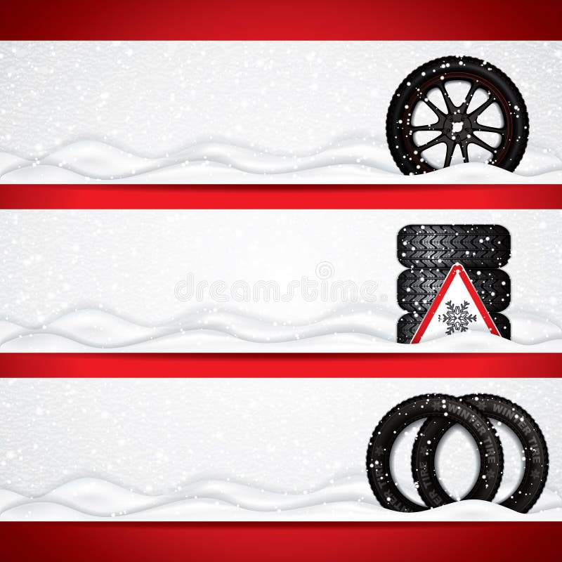 Winter tire banners stock vector. Illustration of service - 131729688