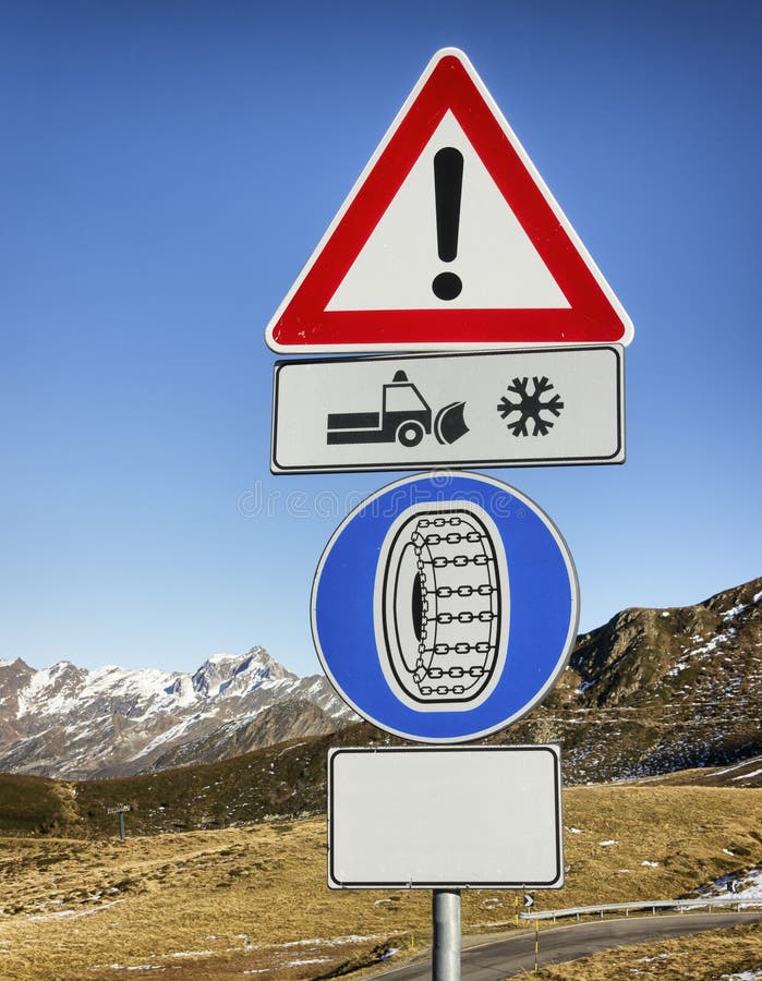 Winter tire road sign stock image. Image of sunlight - 35913465