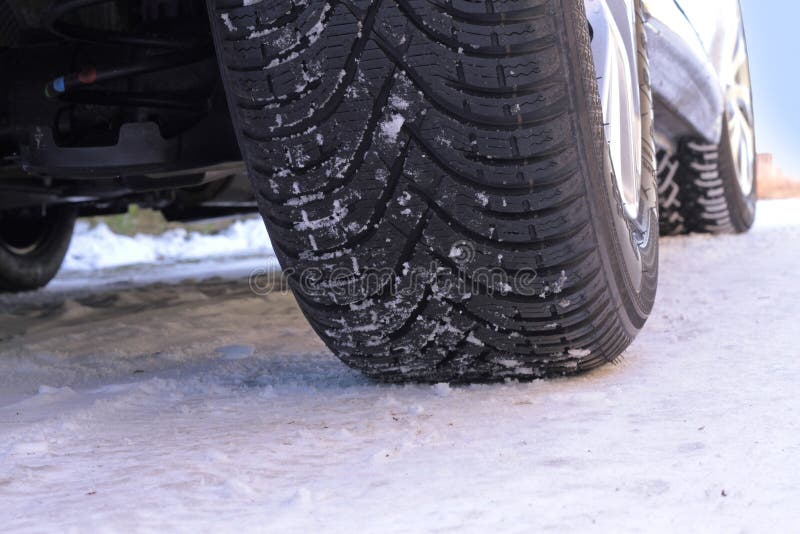 Car tire in the snow stock image. Image of nature, auto - 49982943