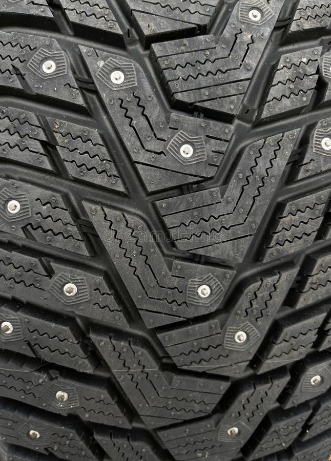 Winter Tire Tread with Studs Stock Image - Image of closeup, tread ...