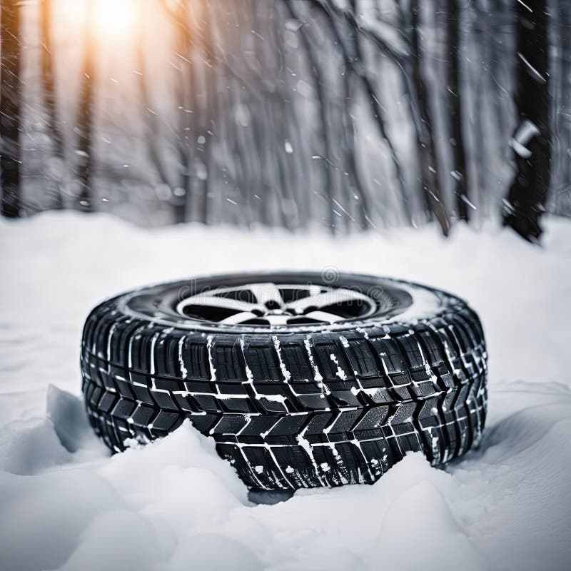 Winter Tires are Chained Together To Prevent Slipp.created with the ...