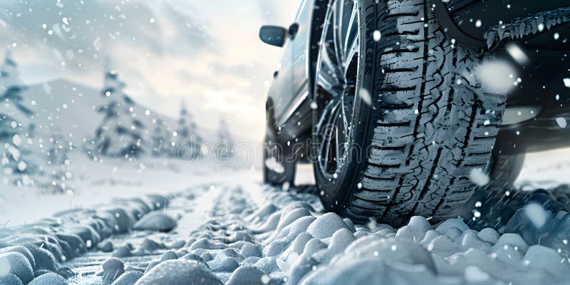 Winter tires rear view stock photo. Image of snow, traffic - 325999758