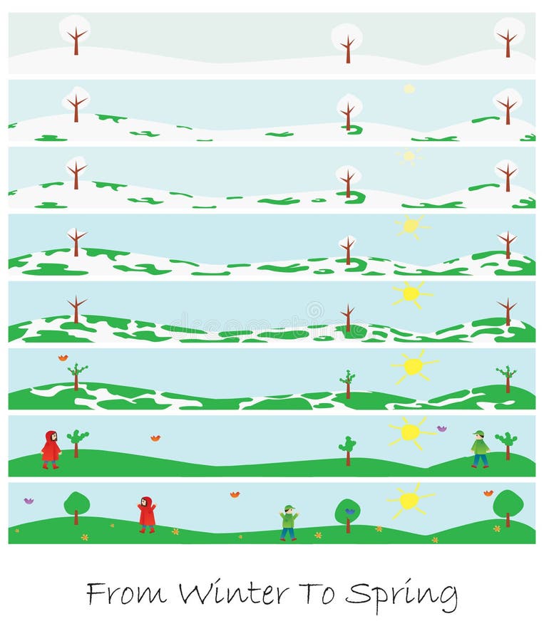 Winter Spring Open Zip Season Transition Concept Stock Illustration ...