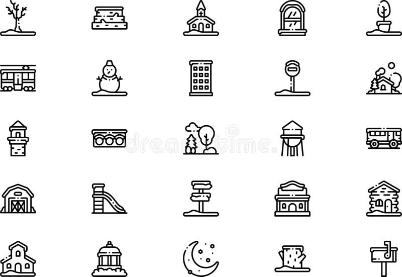 Winter Town Icons Collection is a Vector Illustration with Editable ...